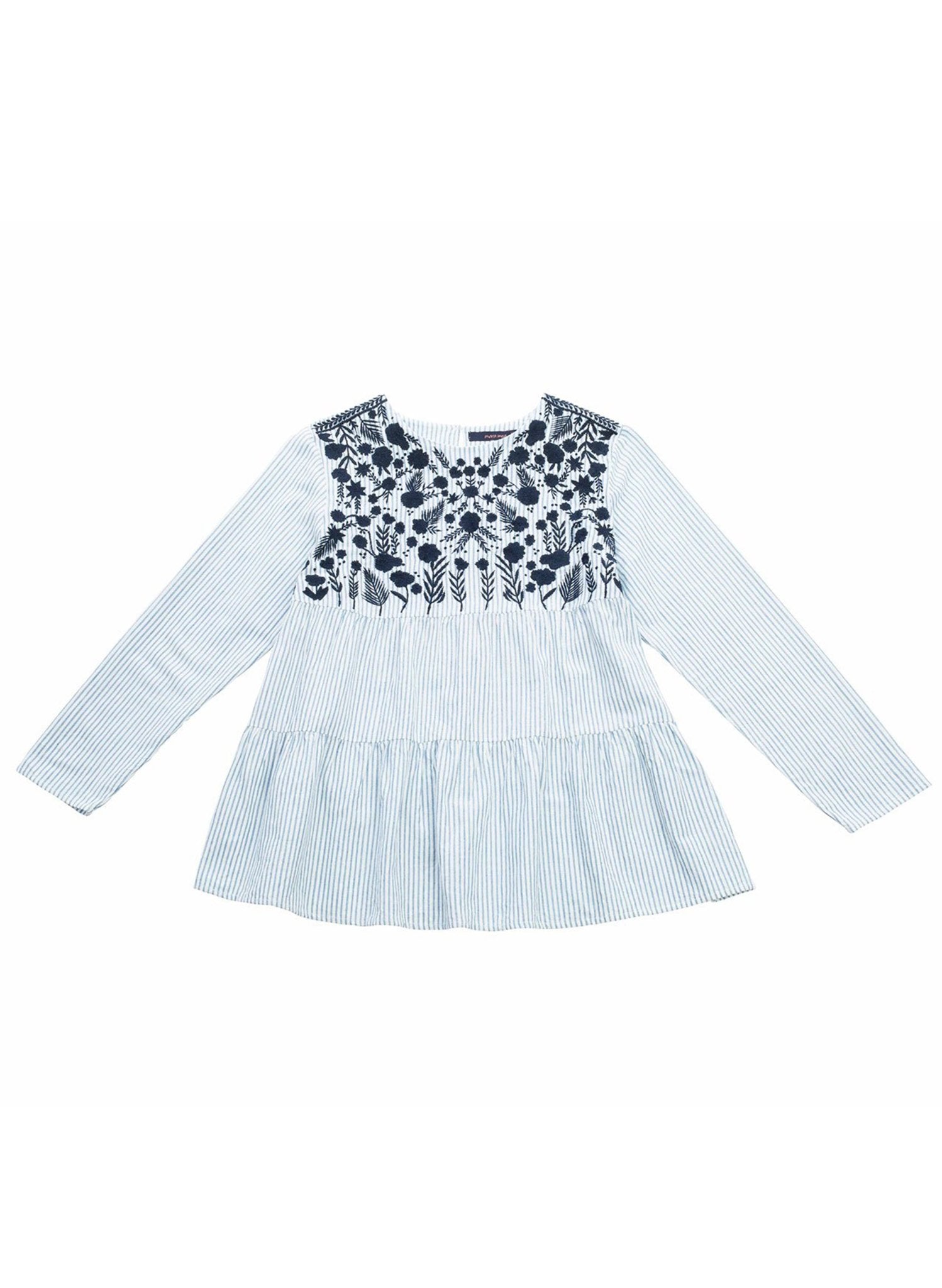 Maternity Embroidered Blouse - Blue Striped – Mums and Bumps